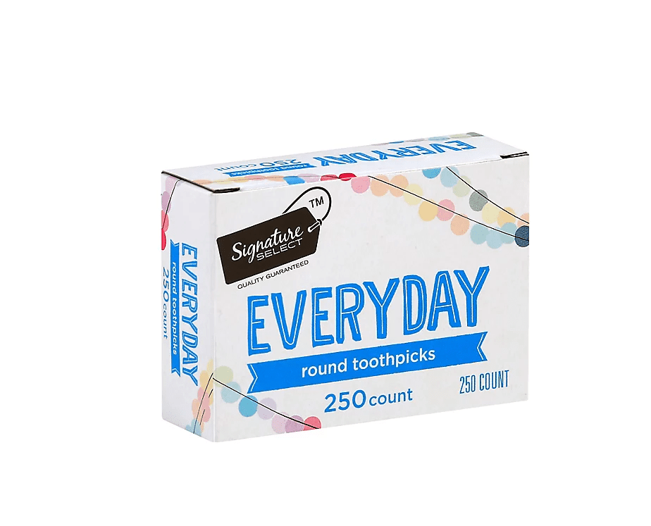 SIGNATURE SELECT EVERYDAY Round Toothpicks, 3 Packs of 250 (750 ...