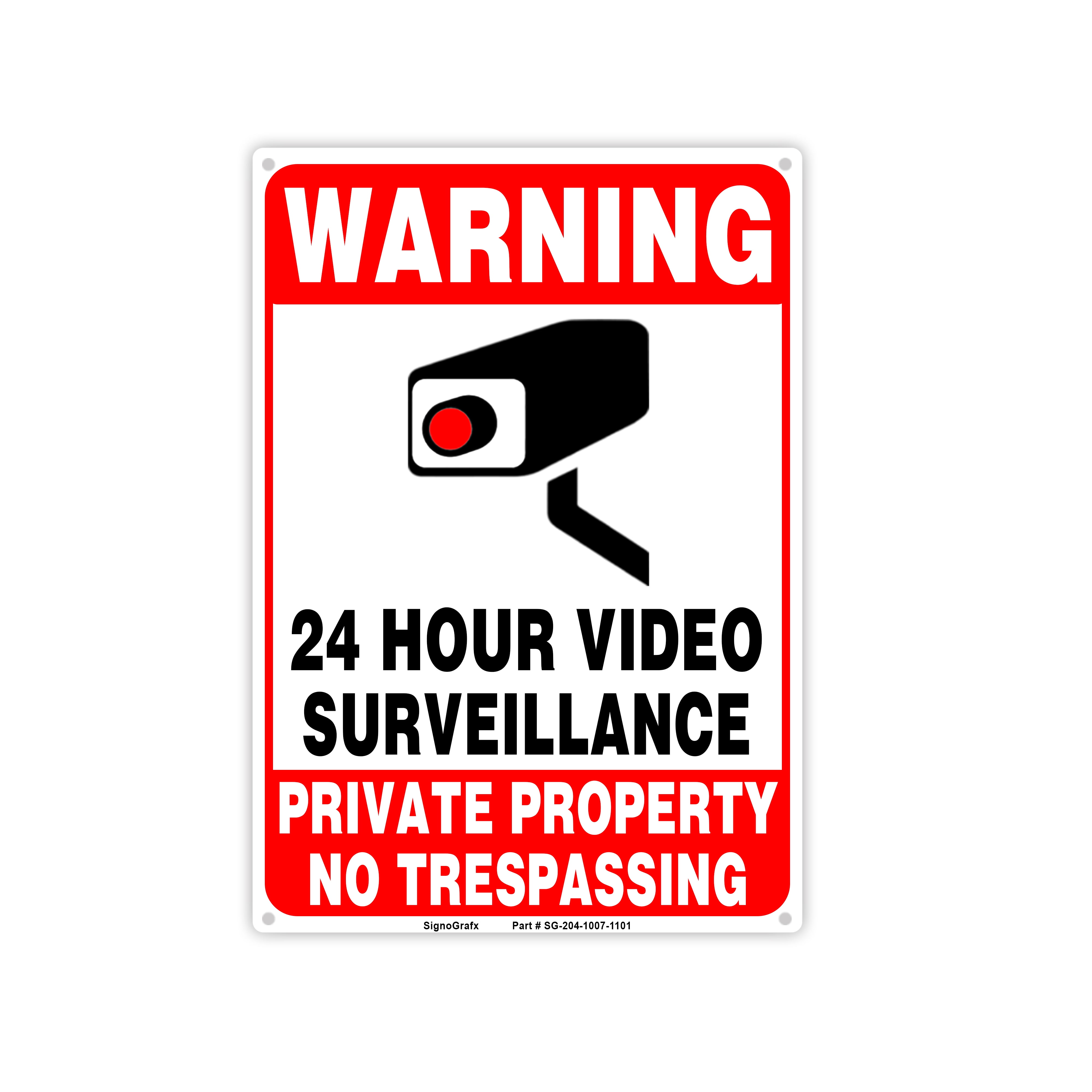 SIGNOGRAFX 2-Pack 24hr Video Surveillance & No Trespassing Signs ...