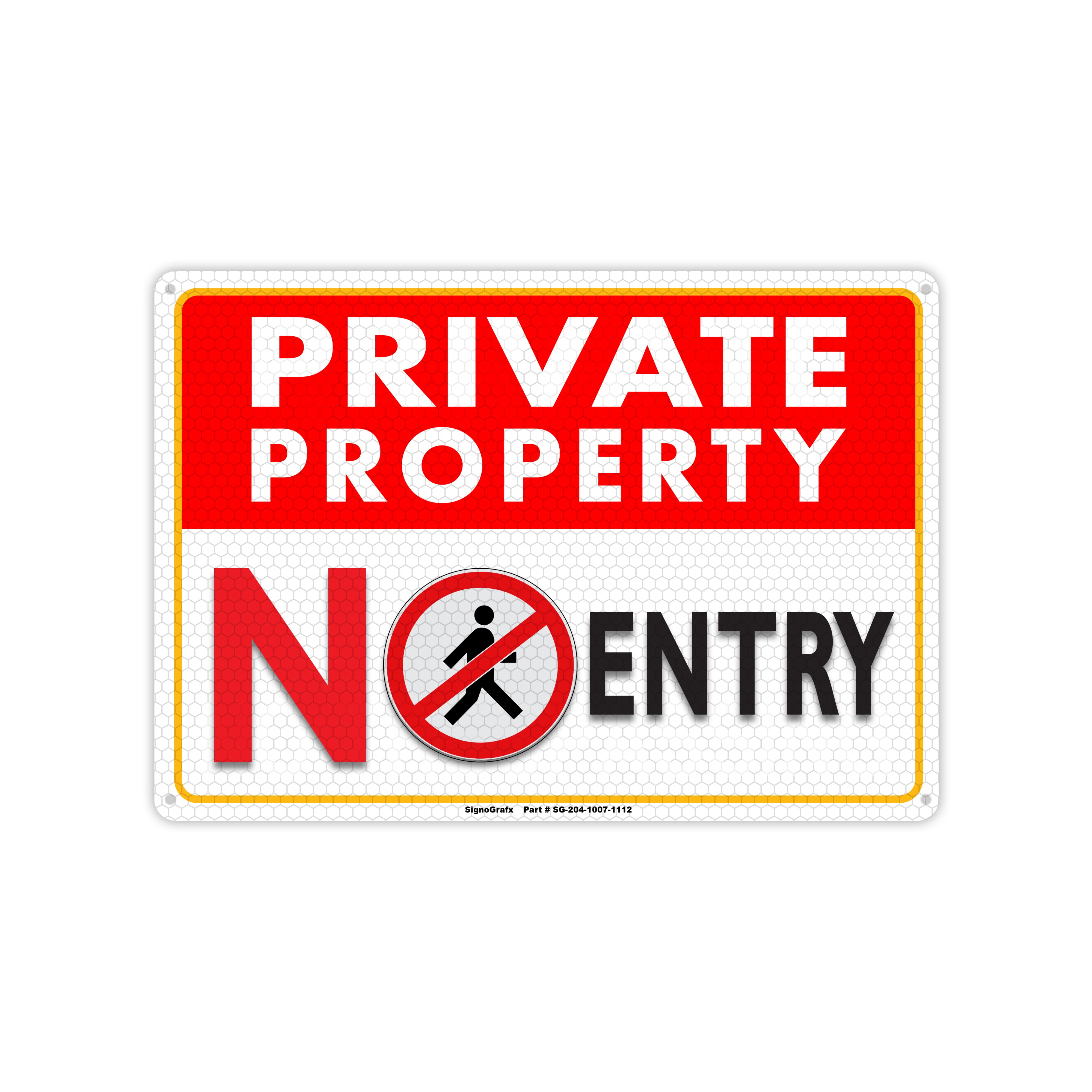 SIGNOGRAFX (2 Packs) Private Property No Entry Sign, No Trespass, Metal and Reflective Warning ...