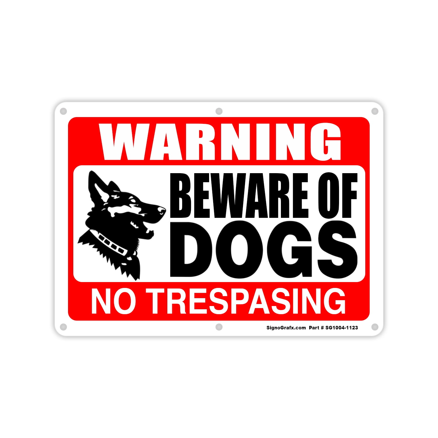 SIGNOGRAFX WARNING BEWARE OF DOGS NO TRESPASSING, 10” x 14”, Metal Sign ...
