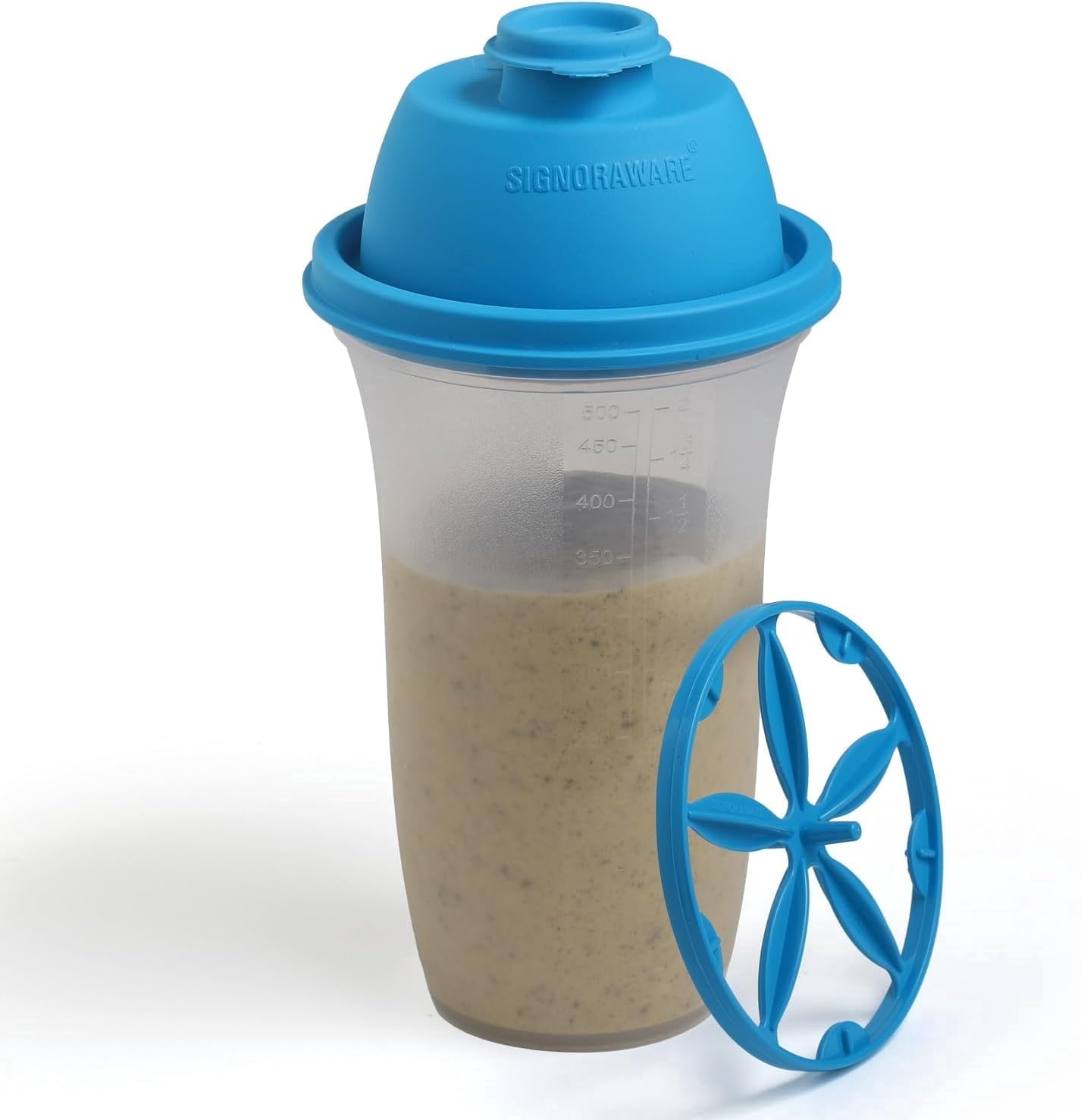 Signora Ware Shaker Bottles, 17-Ounce Plastic Protein Shake Mixing ...