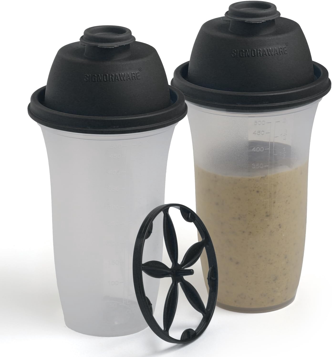 SIGNORA WARE 17 oz Protein Shaker Bottles with Leakproof Lid, 2 Pack ...