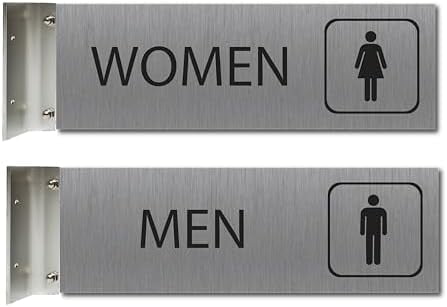 SIGNS Men's Women's Restroom Hallway Bathroom Sign, 4"x12" Double-Sided ...