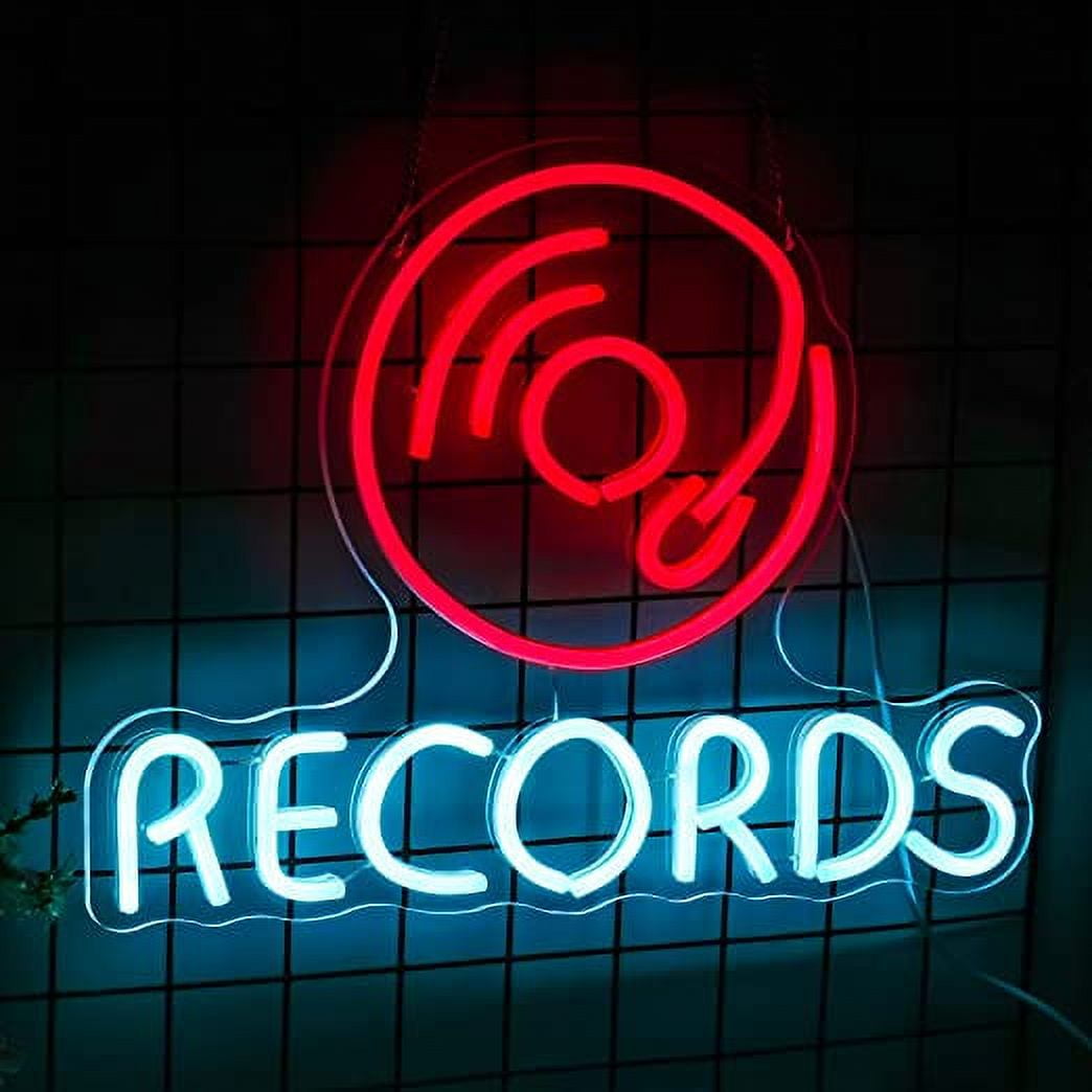 SIGNSHIP Records LED Neon Light Signs USB Power for Bedroom Home Bar ...