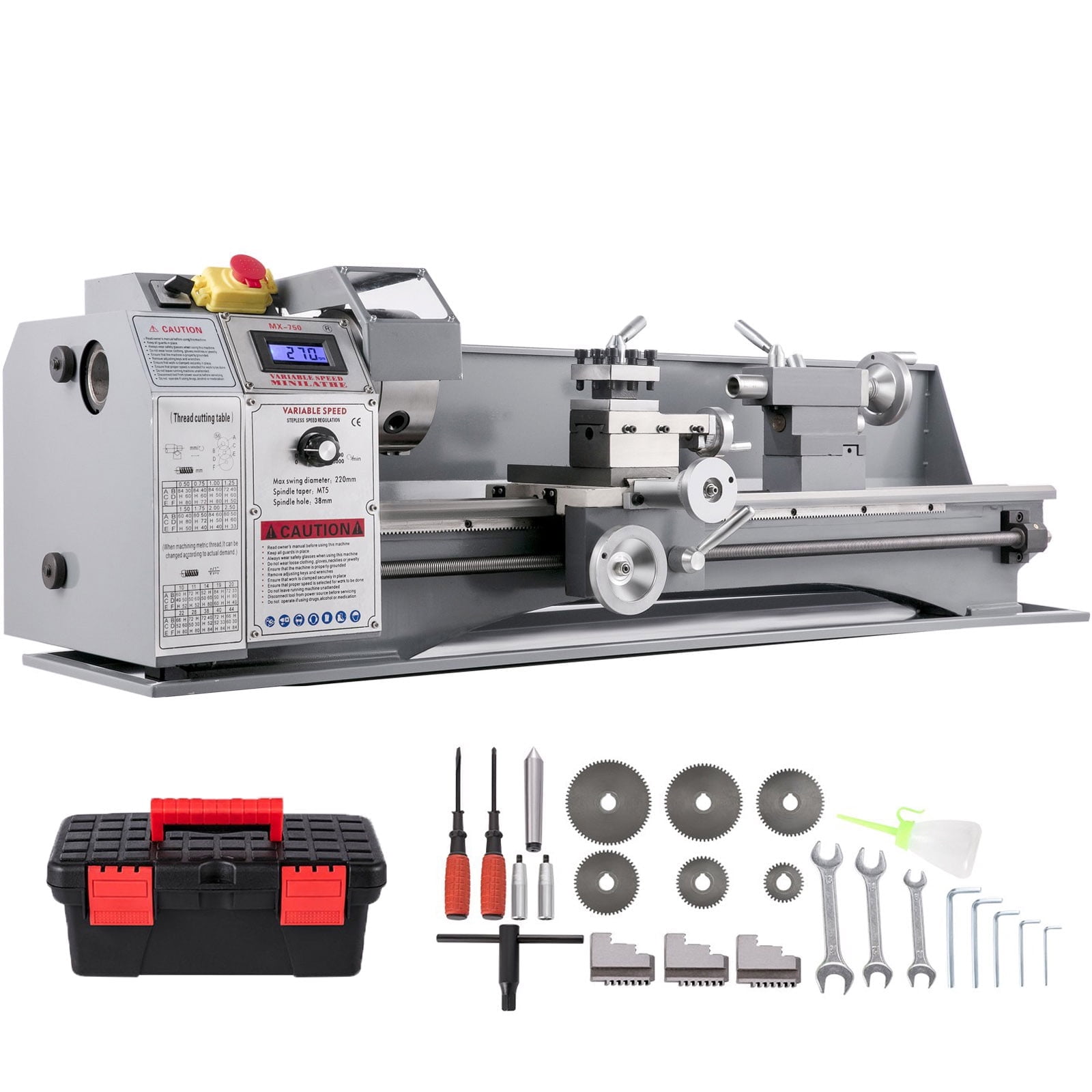 SIHAO Mini Lathe Machine, 8"x29.5" Precision Mini Lathe 1100W Metal ...