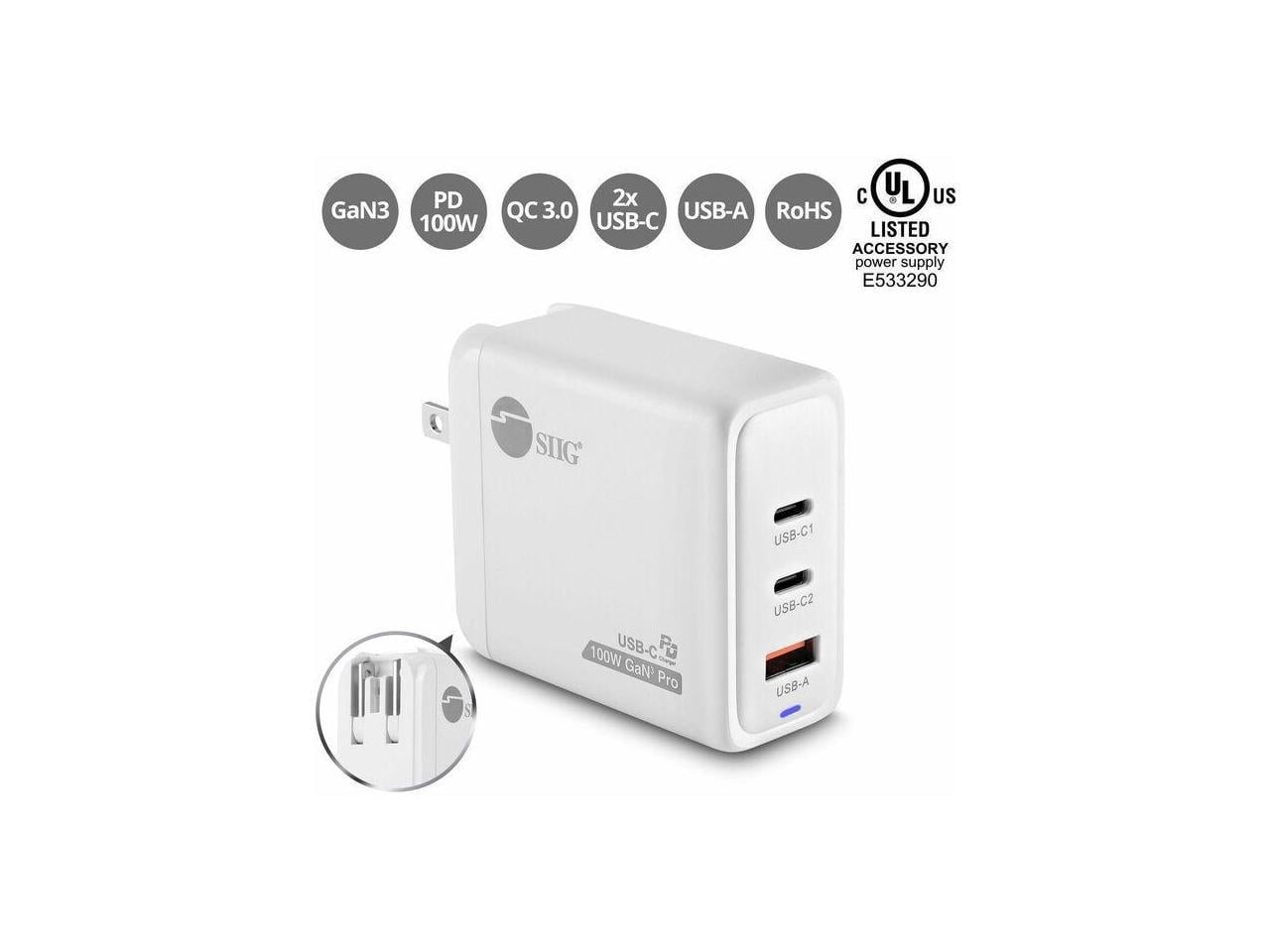 SIIG 100W GaN PD Combo Charger - 2C1A - USB-C Charging Station ...