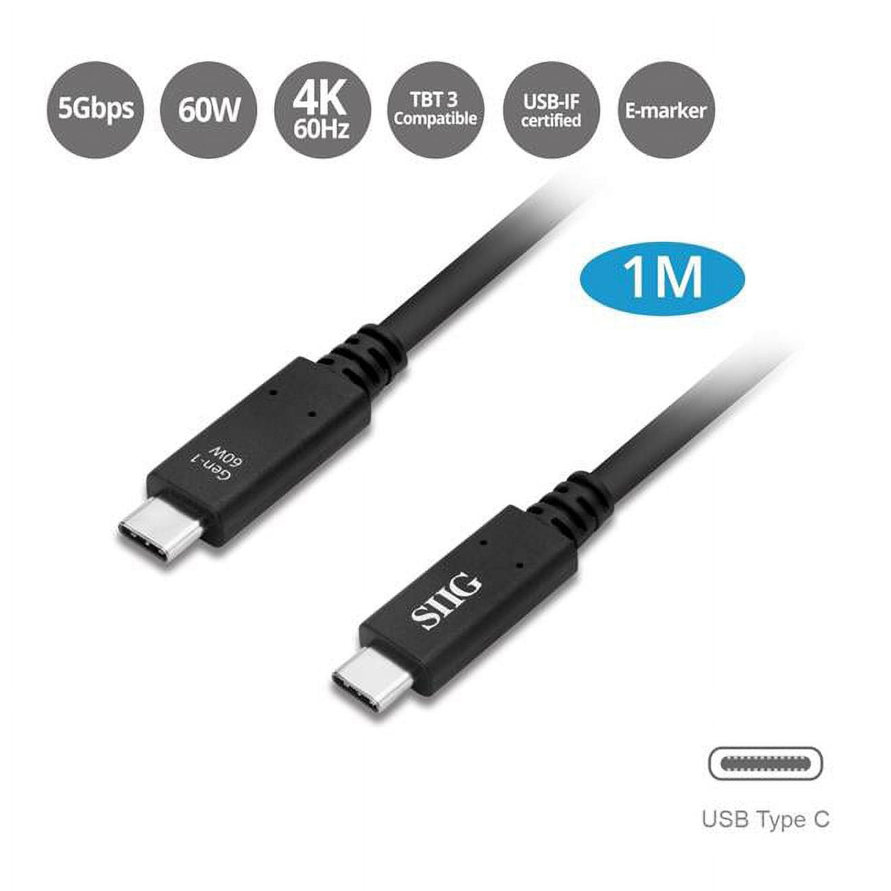 SIIG 1M Usb 3.1 Type-C Gen 1 Cable 60W Charge/Sync 5Gbps Transmission ...