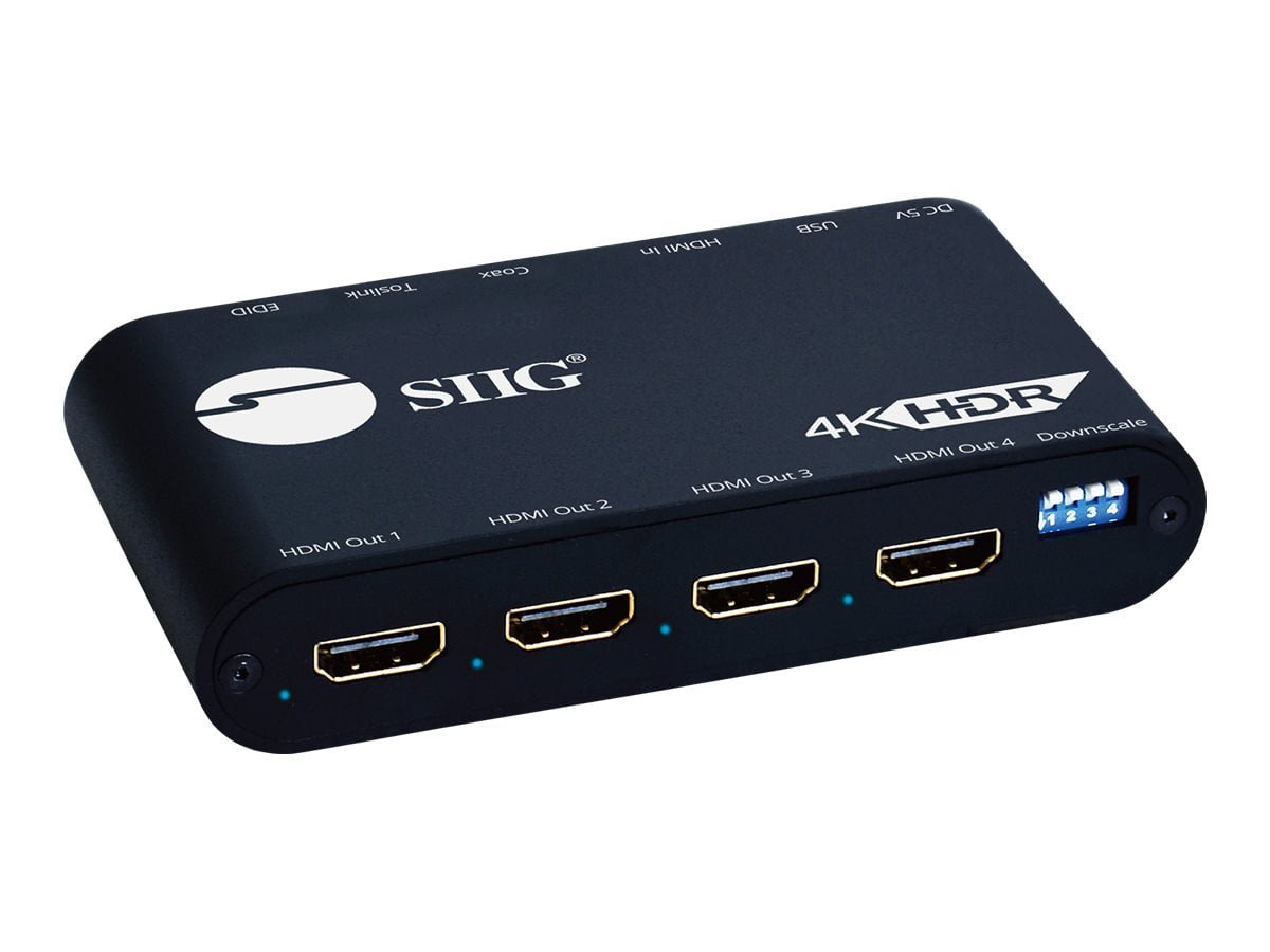 SIIG 1x4 HDMI 2.0 Splitter with Audio Extractor / Auto Scaling & EDID ...
