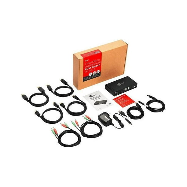 SIIG 2 Port 4K HDMI 2.0 Dual-Head Console KVM Switch with USB 2.0 ...
