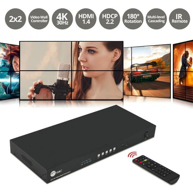 SIIG 2x2 4K Video Wall Processor with USB-C / DVI / HDMI Inputs with ...
