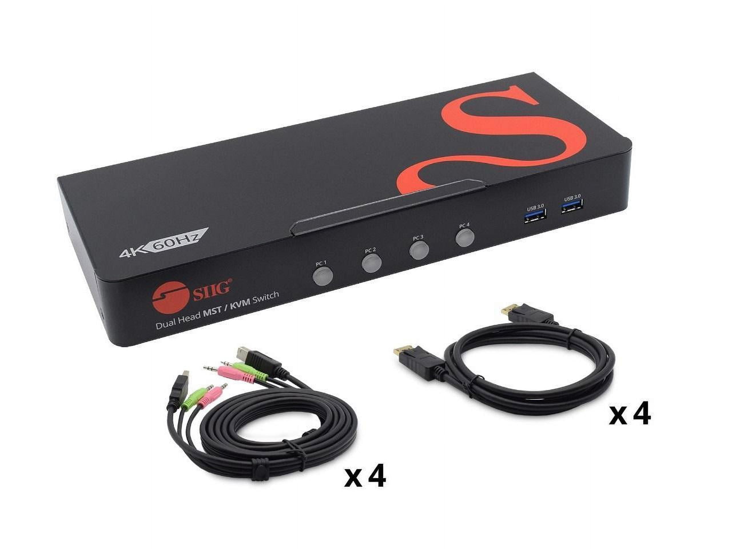 SIIG 4-Port DisplayPort 1.4 8K MST Dual Head KVM Console Switch CE ...