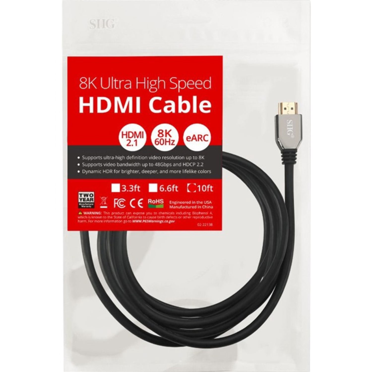 SIIG CBH21611S1 8K Ultra High Speed HDMI Cable - 10ft - Walmart ...