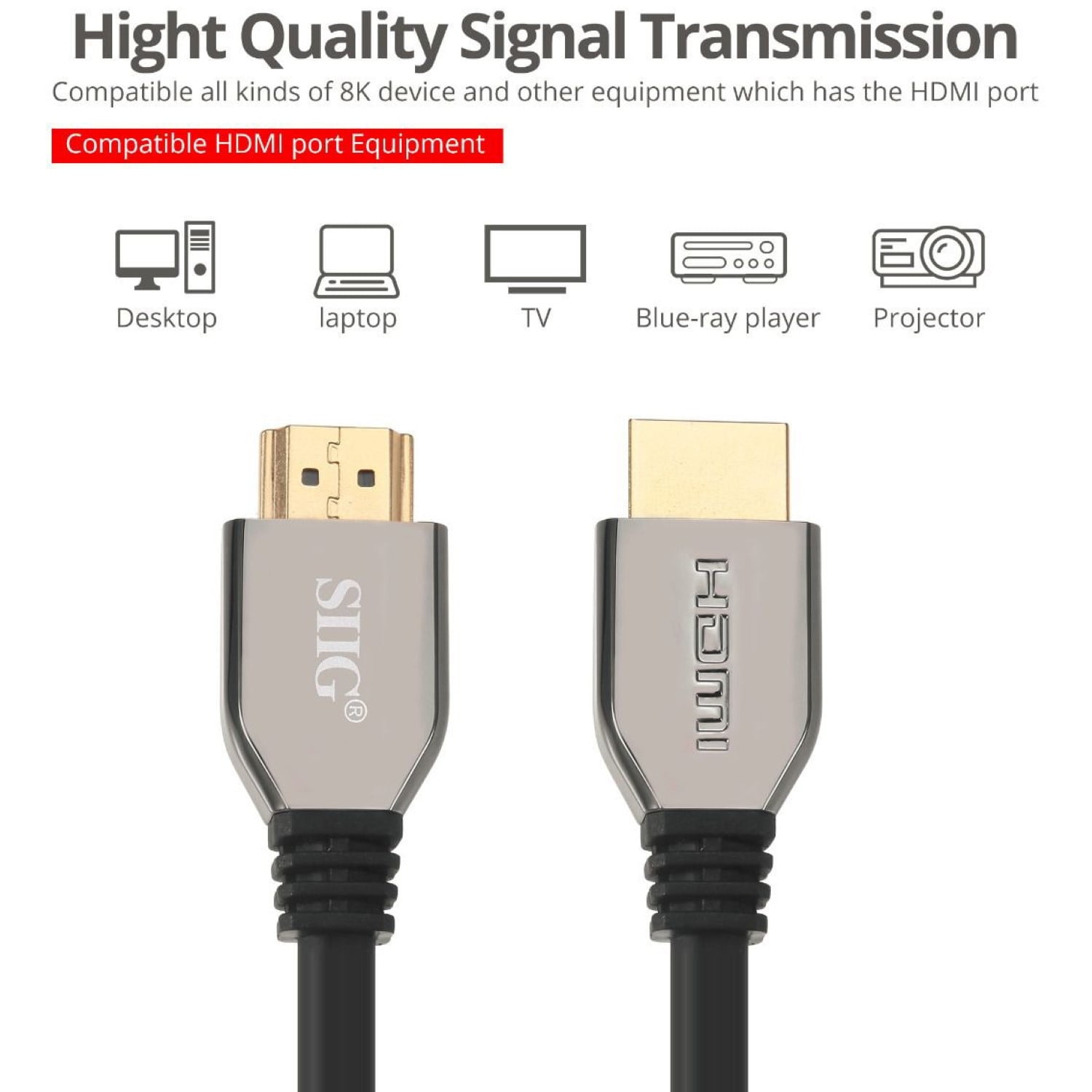 SIIG CBH21611S1 8K Ultra High Speed HDMI Cable - 10ft - Walmart.com