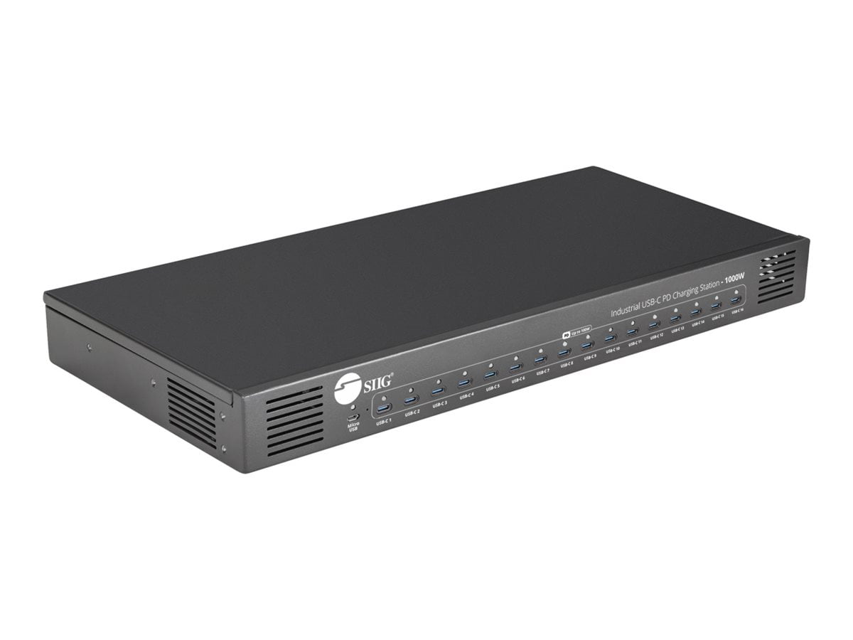 SIIG 16-Port Industrial USB-C PD Charging Station 1000W up to 10 USB-C ...