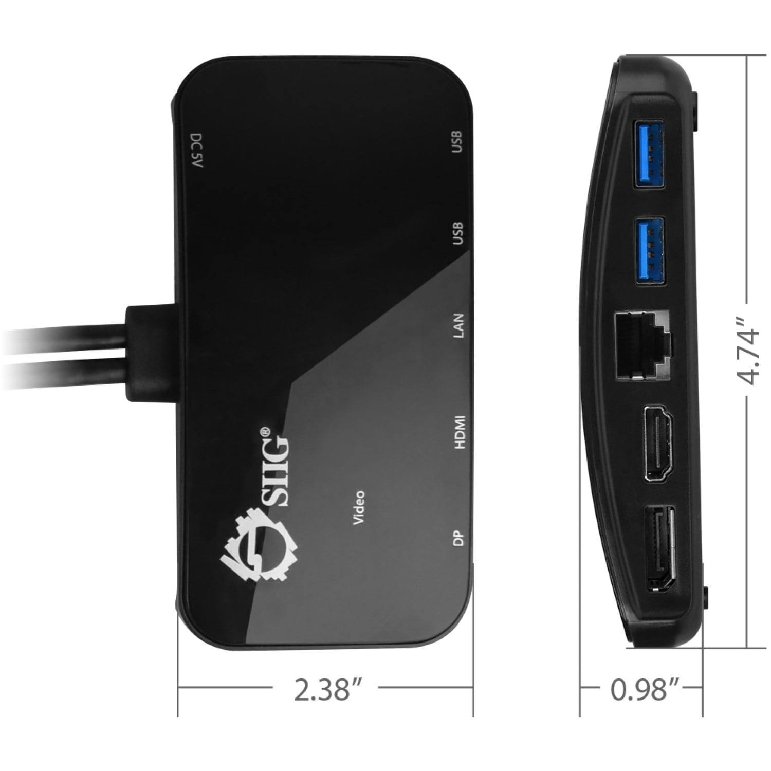 SIIG JUH30412S1 Mini-DP Video Dock with USB 3.0 LAN Hub - Black ...