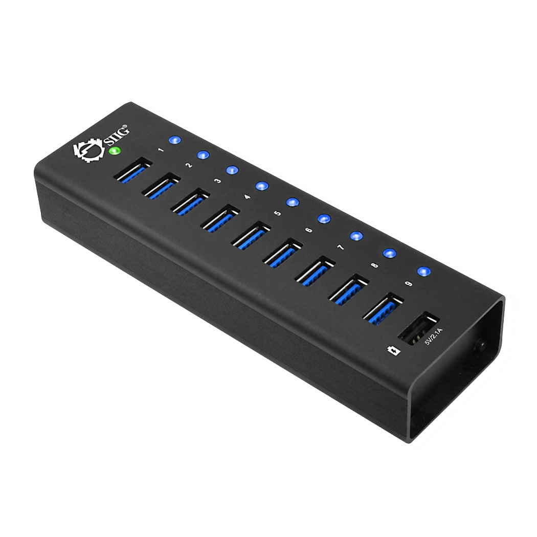 SIIG USB 3.0 9-Port HUB + 1-Port Charging with Power Adapter - hub - 9 ...