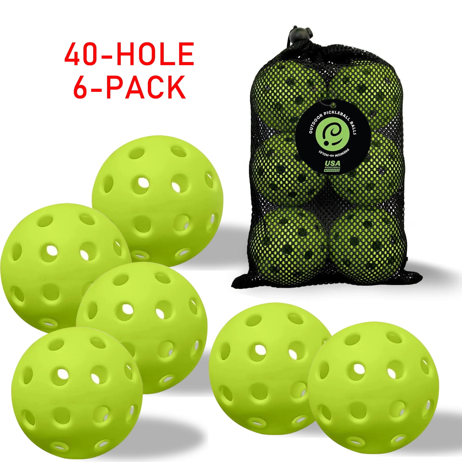 SIISLL 6-Pack Premium Pickleball Balls – 40-Hole Design for Indoor ...