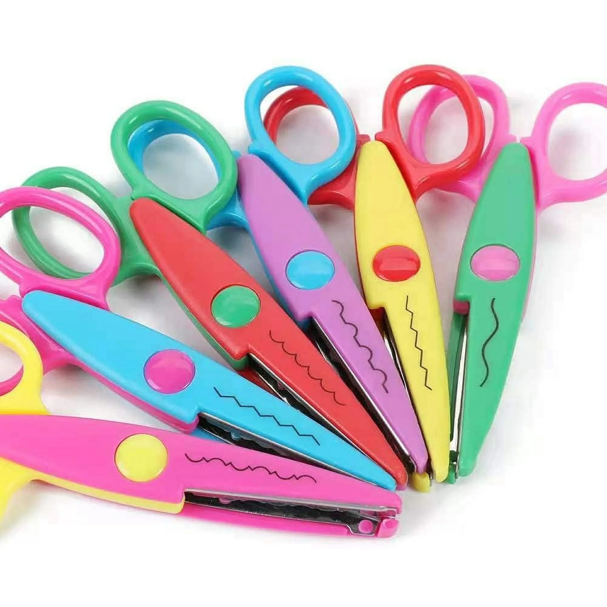 SIISLL Decorative Paper Edge Plastic Scissors Set, 5 Inch, Colorful, 6 ...