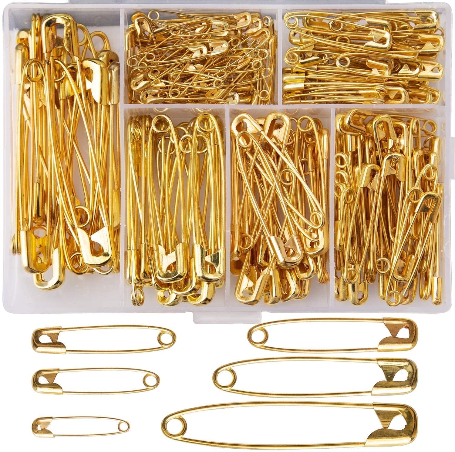 SIISLL Safety Pins Assorted, 250 PCS Nickel-Plated Steel, 6 Sizes ...