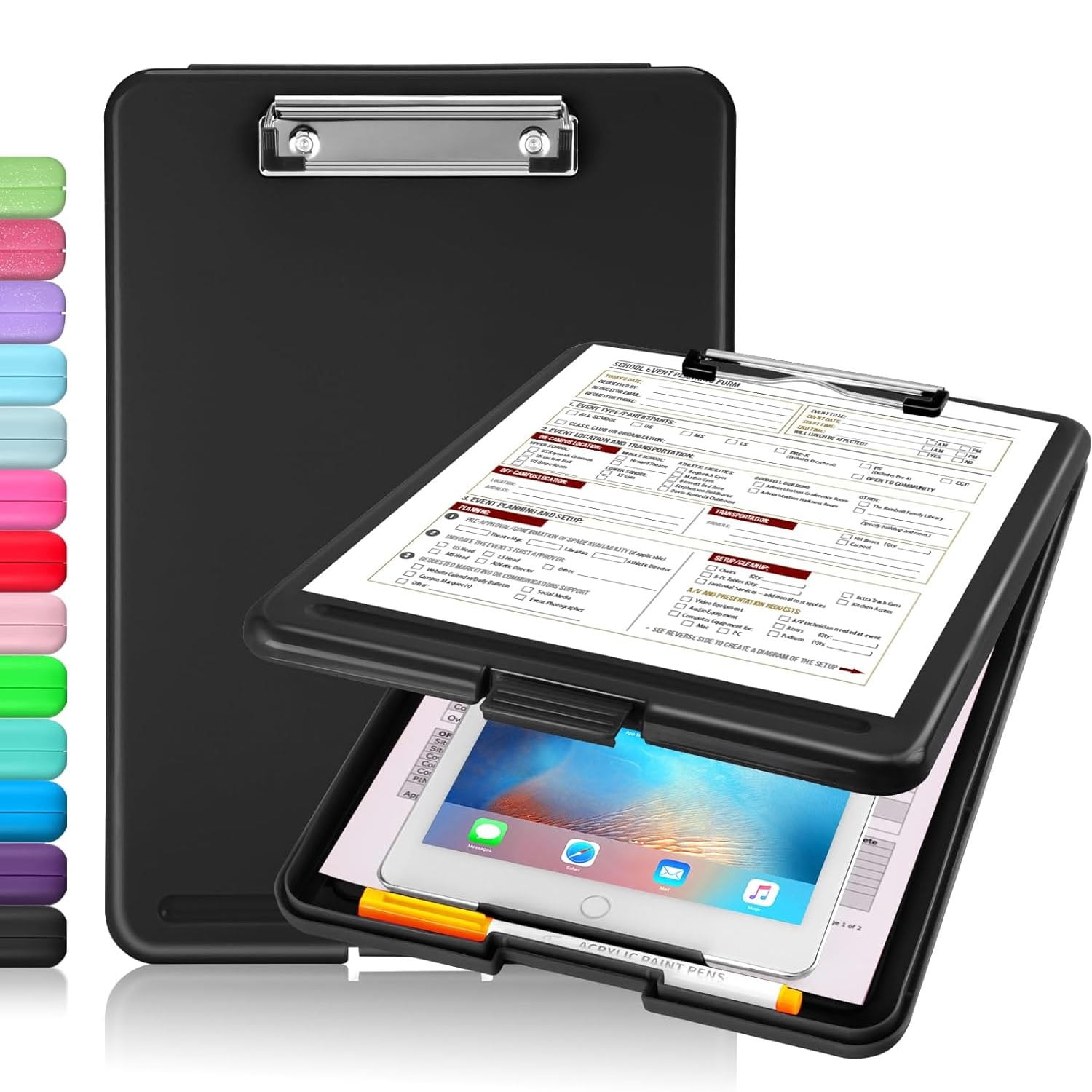 SIISLL Heavy Duty Foldable Plastic Clipboard with Storage, 150 Pieces ...
