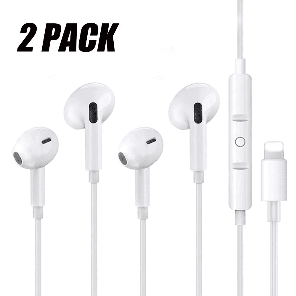 2 Packs Apple Earbuds, Wired Headphones with Lightning Connector, MFi ...