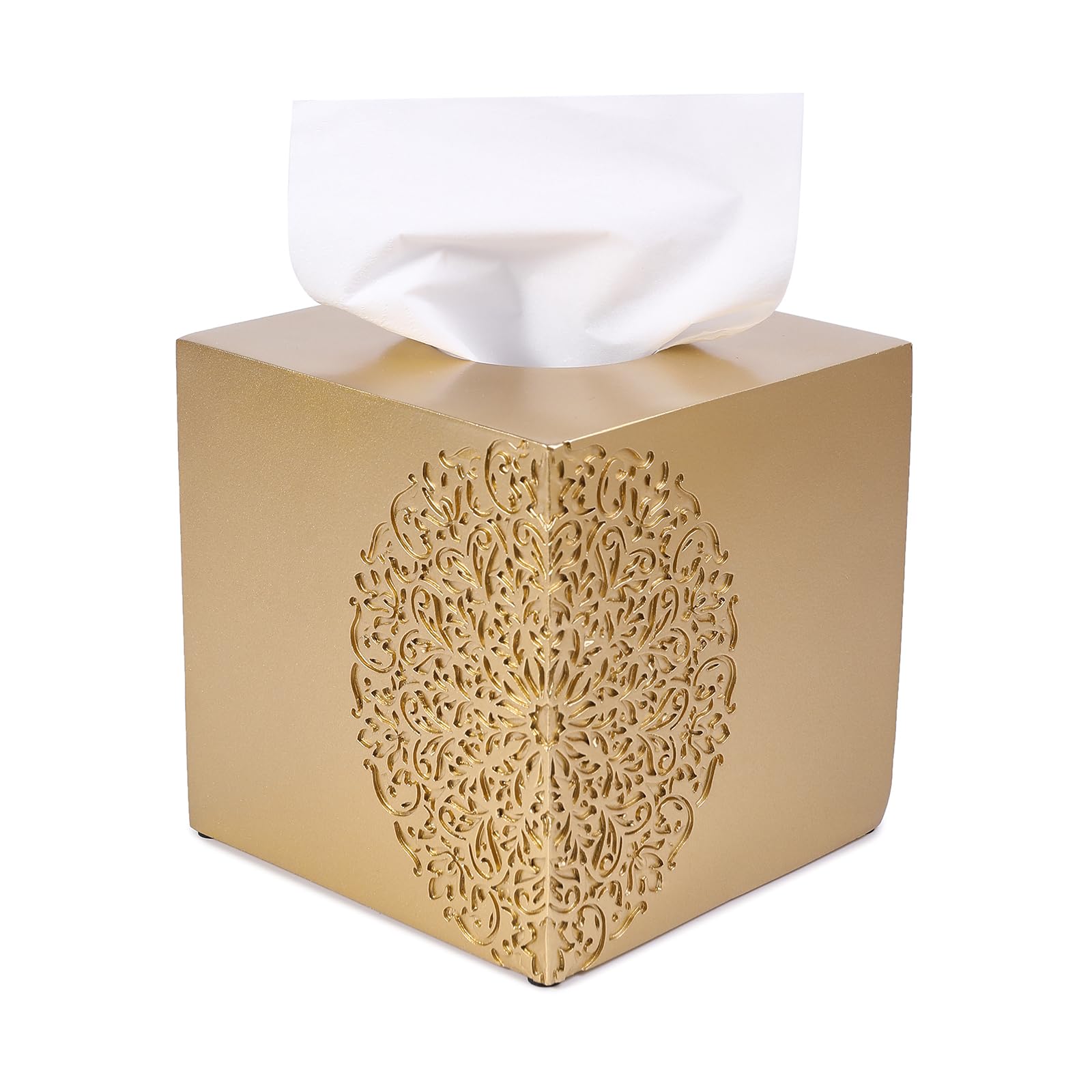 SIKOO Tissue Box Cover Refined Gold Square Resin Tissue Box Holder for ...