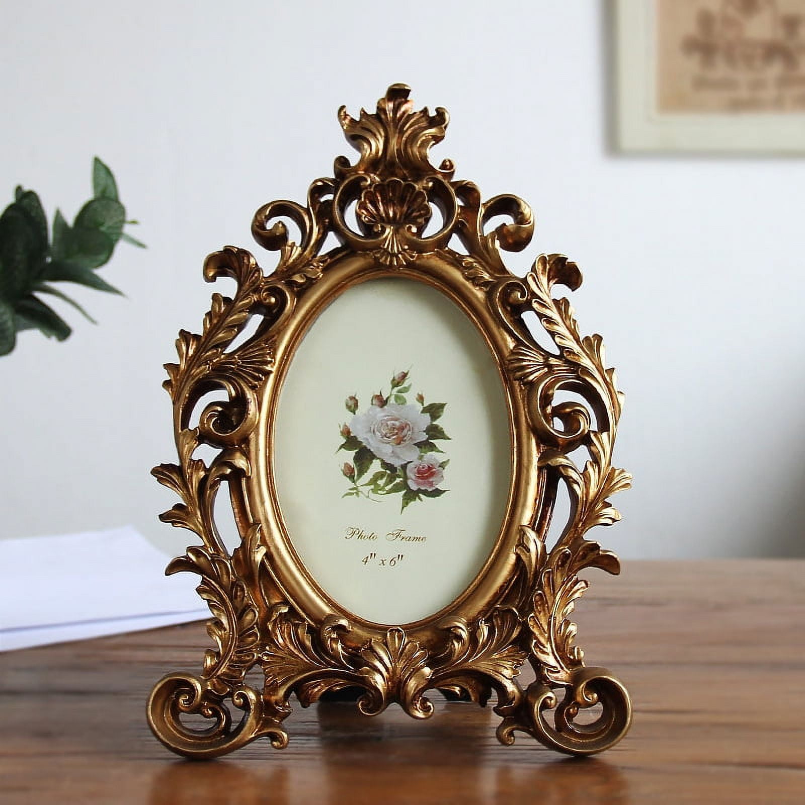 SIKOO Vintage Oval 4x6 Picture Frame Antique OrnateTabletop and Wall ...