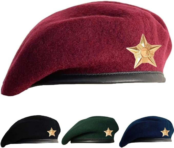 SILAK Traditional Style Cap With Metal Star Badge – Woolen French Beret ...