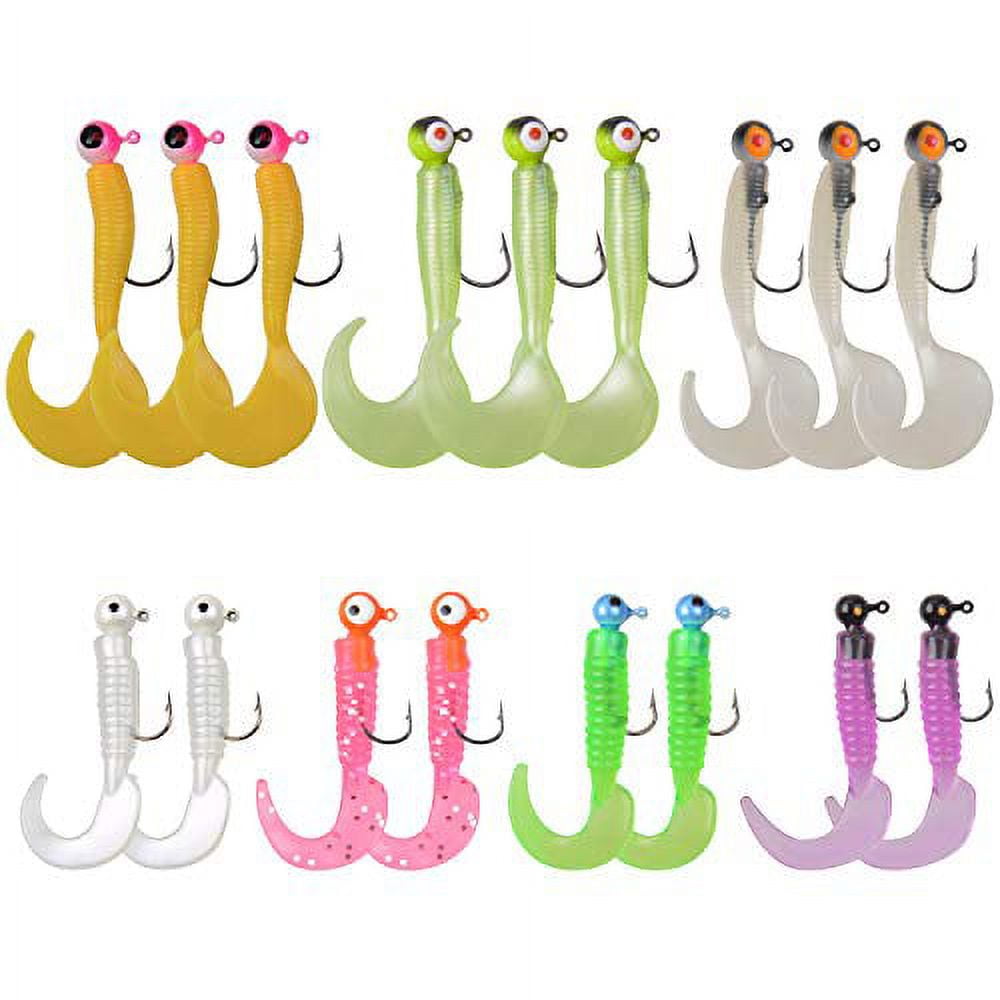 SILANON Fishing Lures Baits Tackle Kit- Soft Plastic Grub Worm Lure ...