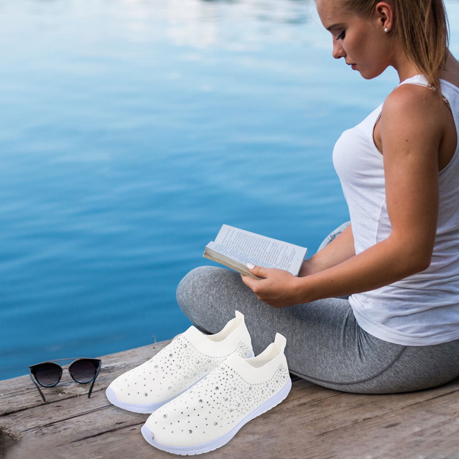 SILENRADAWN 1 Pair Women Barefoot Hiking Shoes In White For Sports Occasions With Cushioned Sole ...