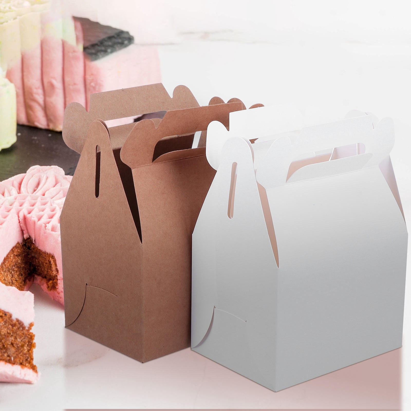 SILENRADAWN 10Pcs White Cardboard Cupcake Boxes Assorted Color Portable ...