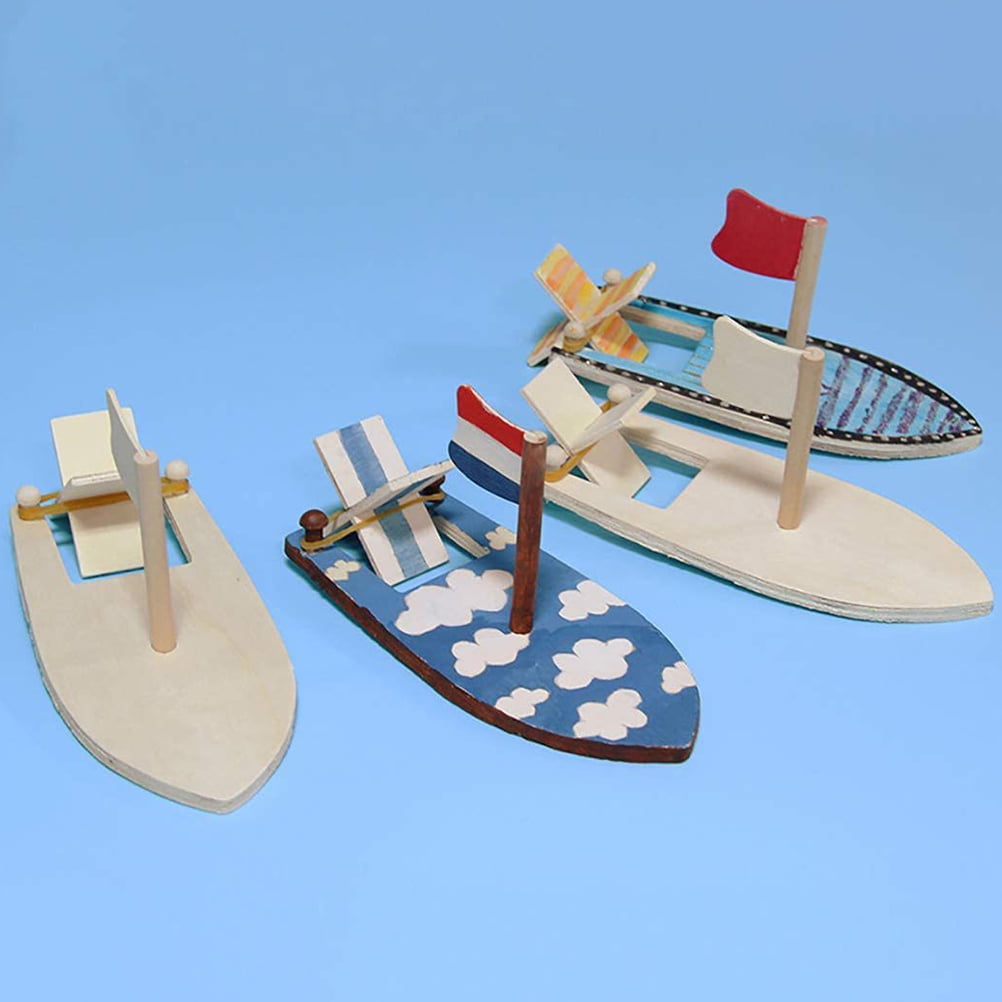 SILENRADAWN 12Pcs Diy Wood Sailboat for Children Wooden Boat Model with ...