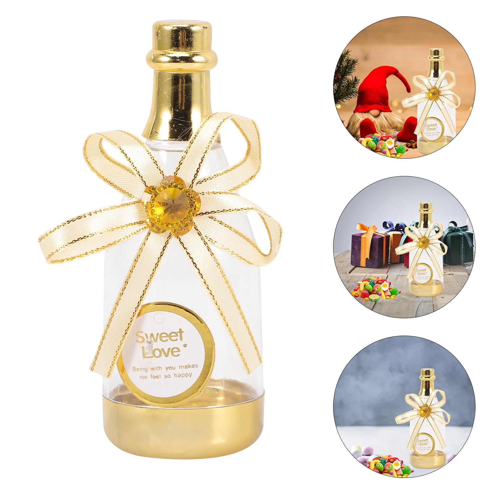 SILENRADAWN 12Pcs Wedding Candy Container Golden Plastic Bottle Shaped ...