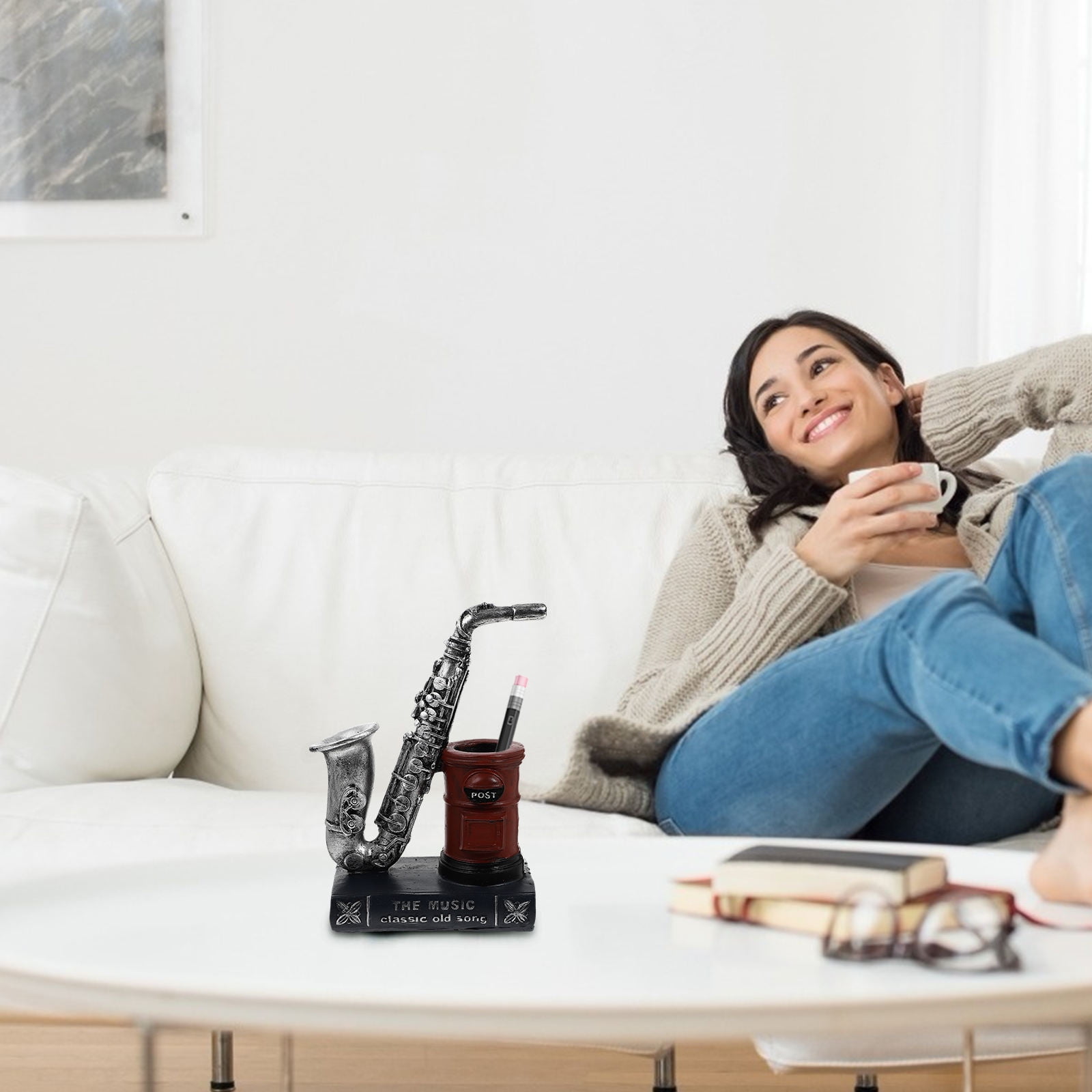 SILENRADAWN 1Pc Red Resin Music Instrument Pen Container for Tabletop ...