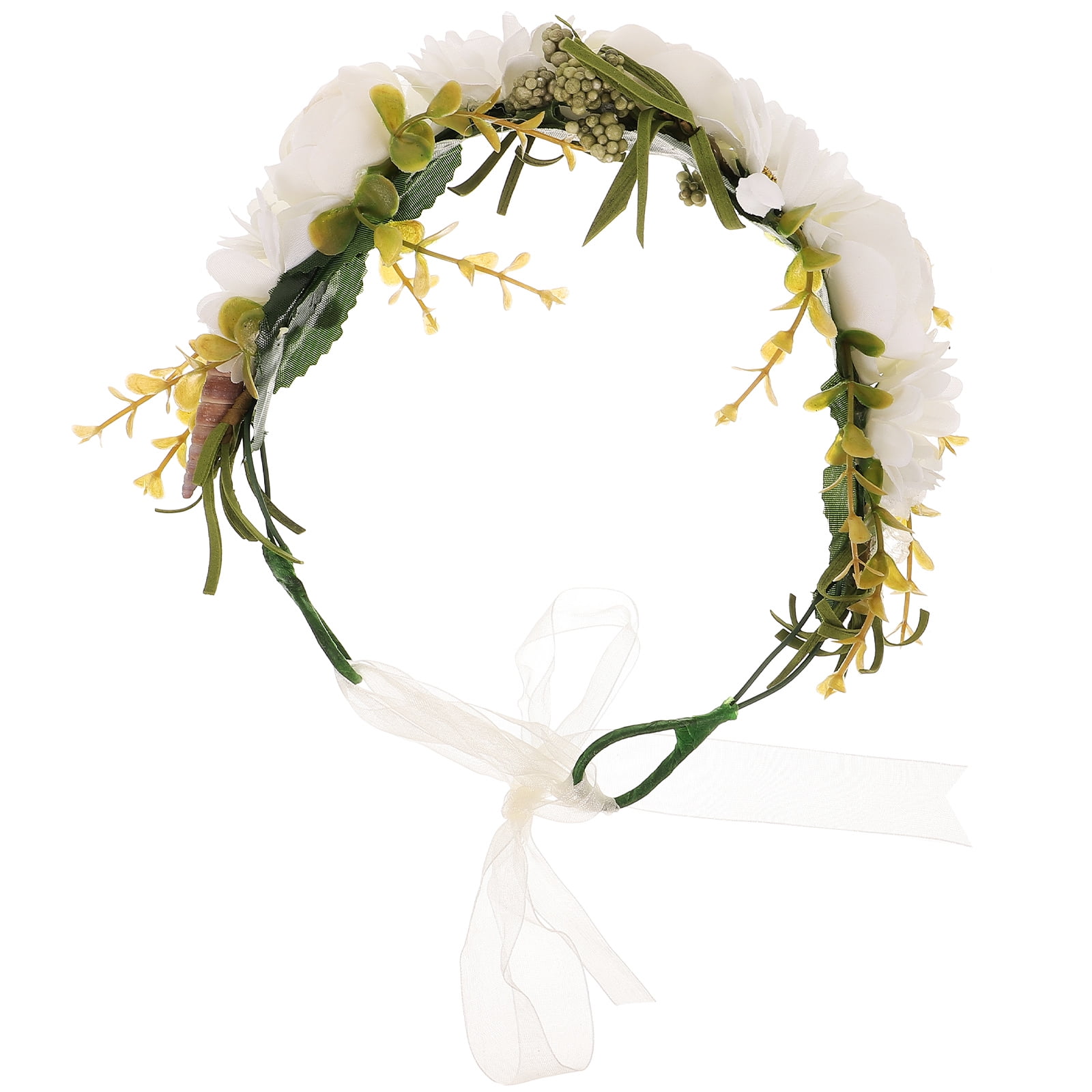 SILENRADAWN 1Pcs White Simulation Flower Wreath Circular For Bridal ...