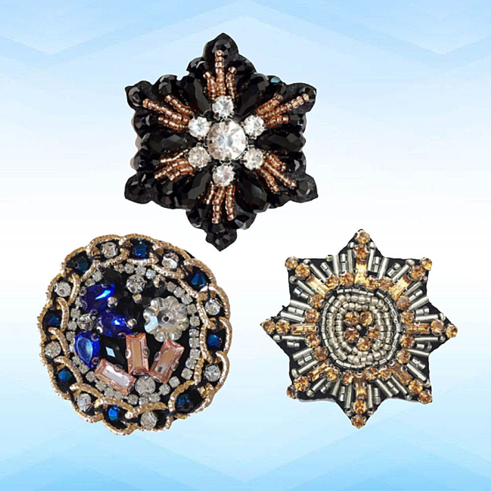 SILENRADAWN 3Pcs Hexagon Bead Sewing Patches Assorted Color For Wedding ...