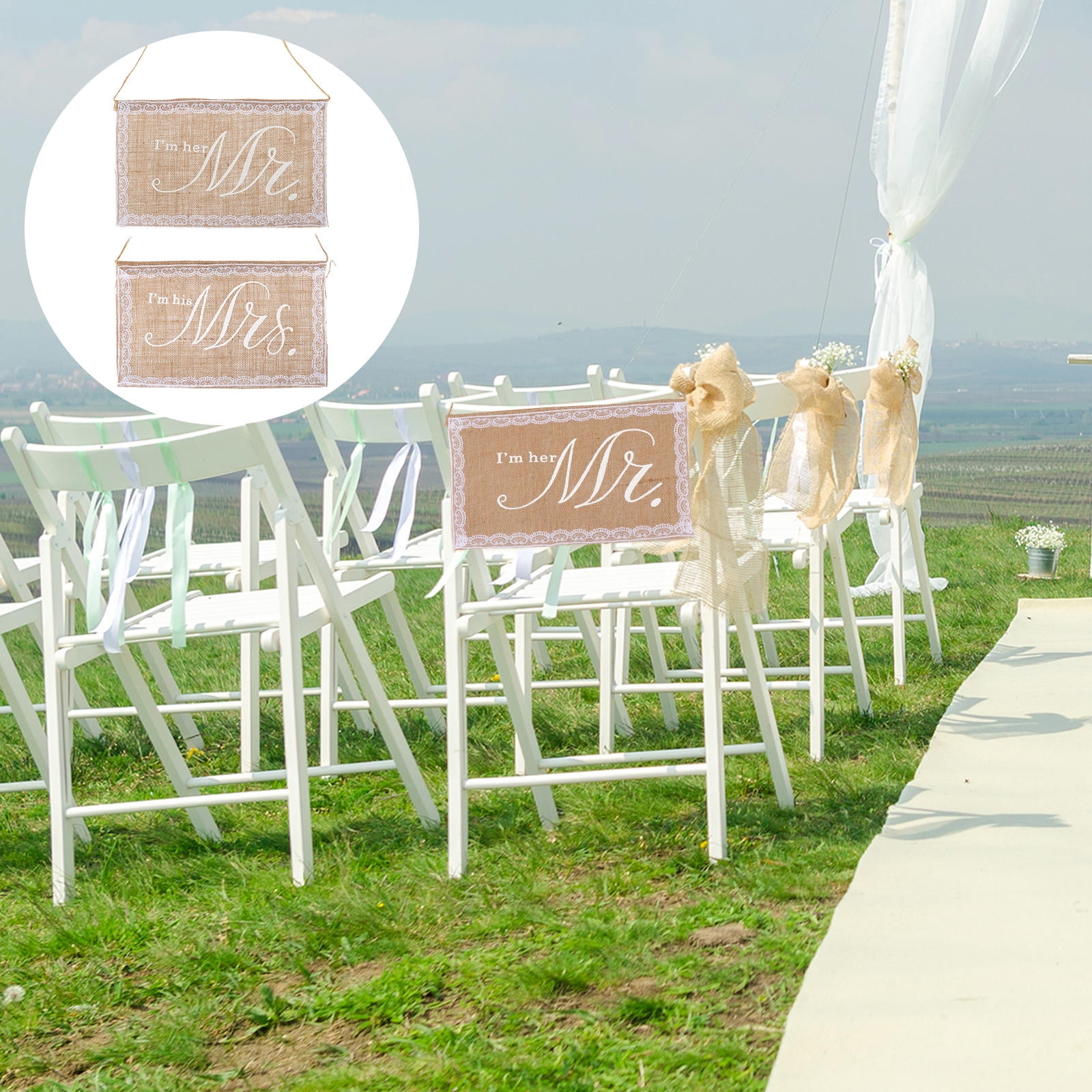 SILENRADAWN Burlap Chair Banner for Wedding Decor Multi Color Perfect ...