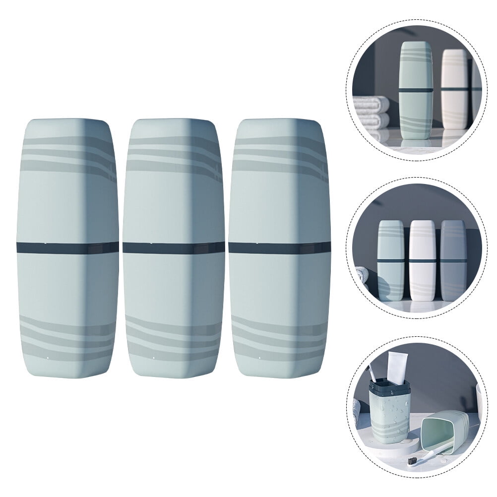 SILENRADAWN Green PP Travel Toothbrush Case 3Pcs Portable for Storing ...