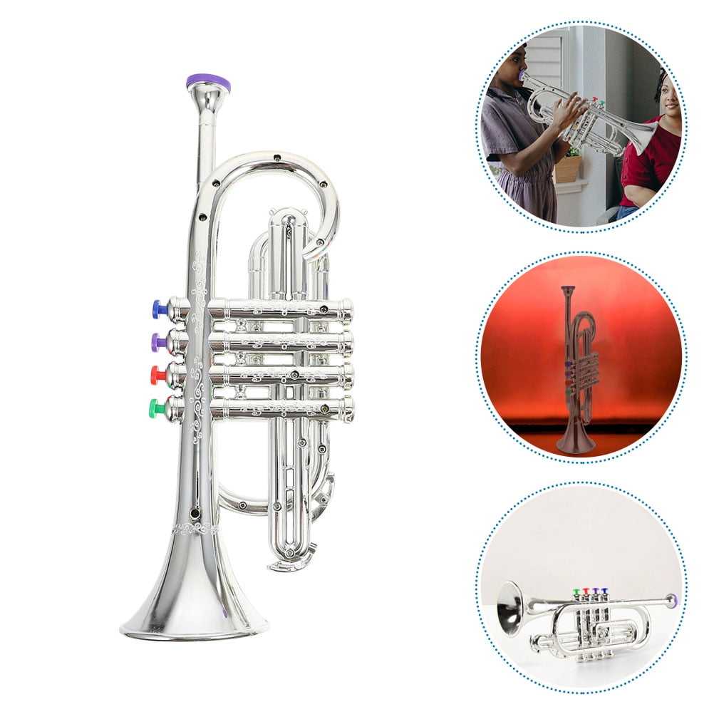 SILENRADAWN Portable Abs Kids Instrument Toy 1Set Silver Trumpet Shape ...