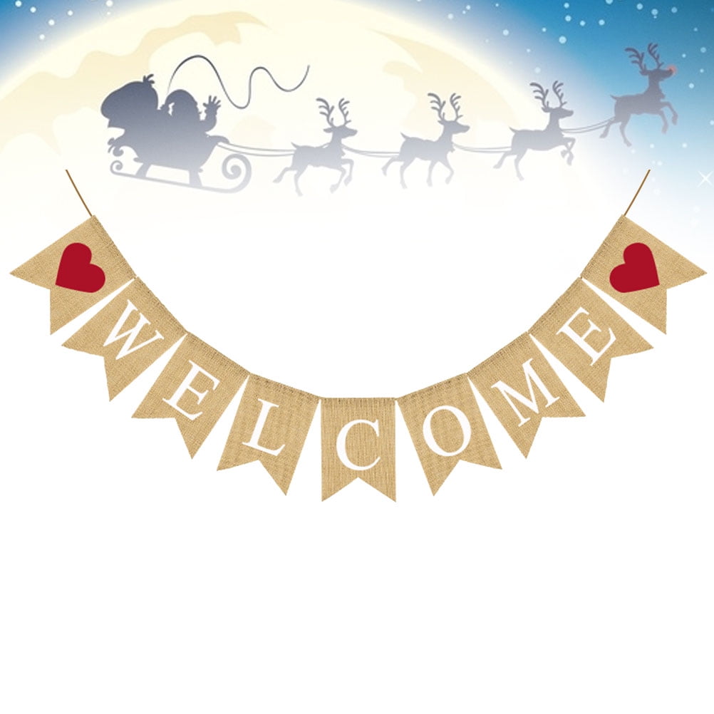 SILENRADAWN Welcome to Our Wedding Large Banner Swallowtail Shape Linen ...