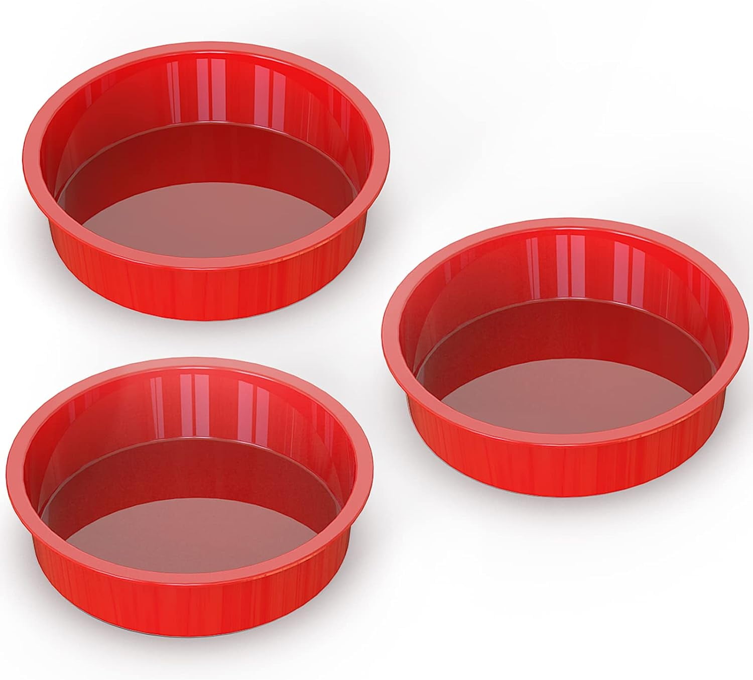 SILIVO 8 inch Cake Pans(3 Pack) - Nonstick Silicone Round Cake Molds ...