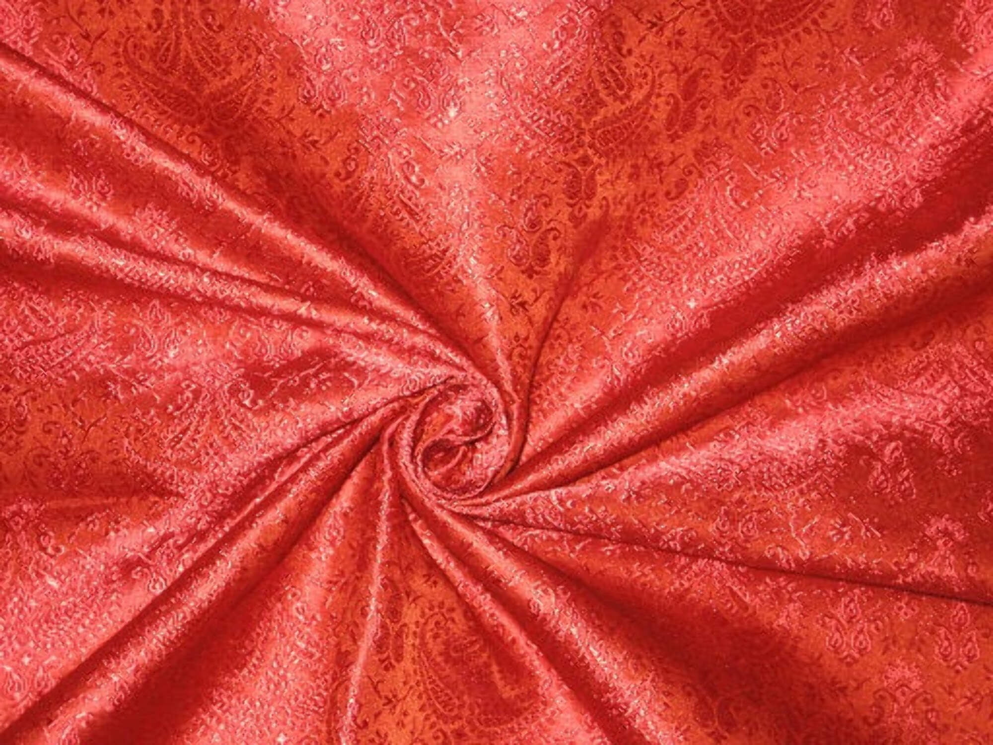 SILK BROCADE FABRIC Bright Red colour 44" wide BRO192[5] - Walmart.com
