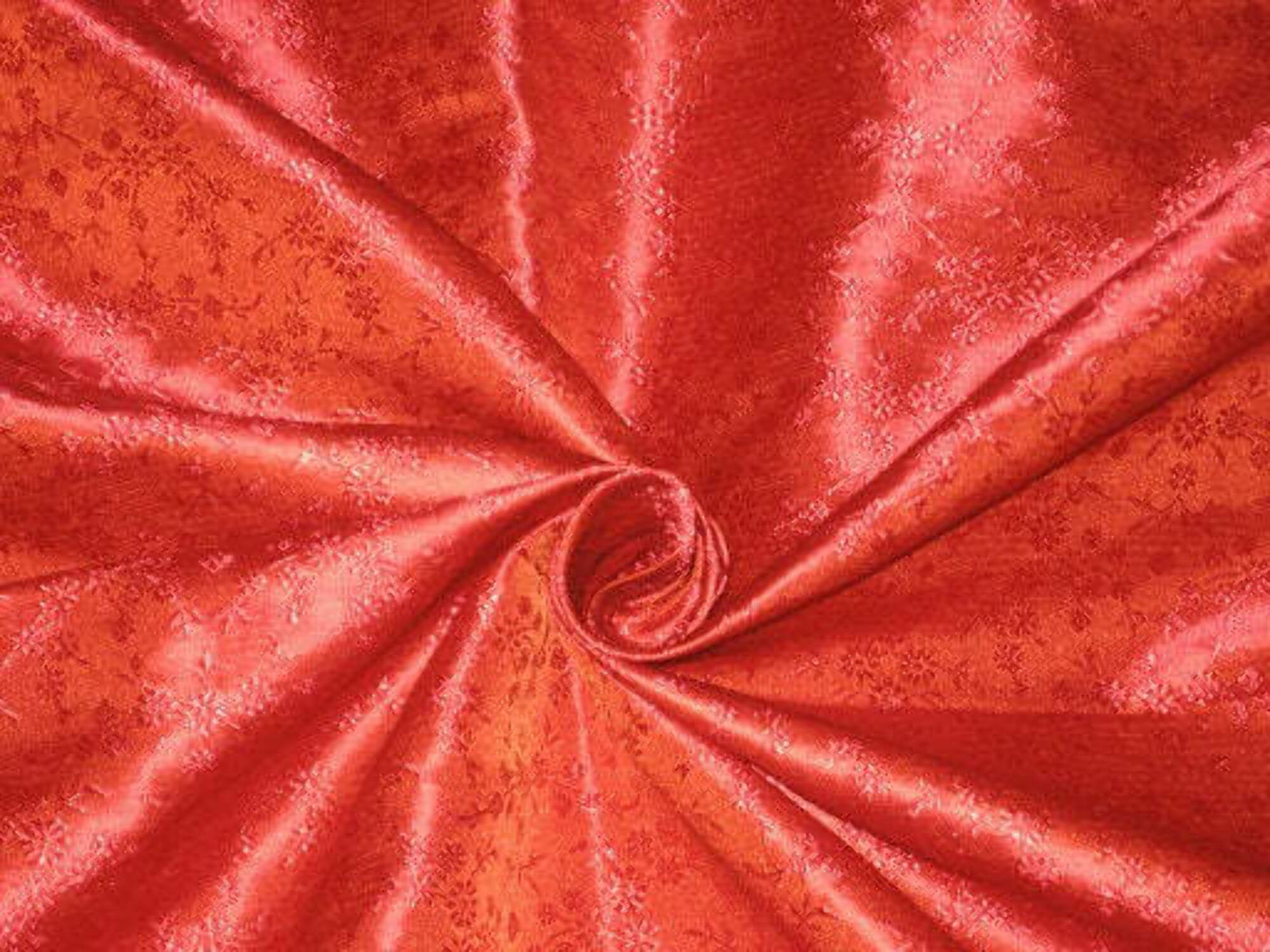 SILK BROCADE FABRIC Red color 44" wide BRO182[3] single length 0.90 ...