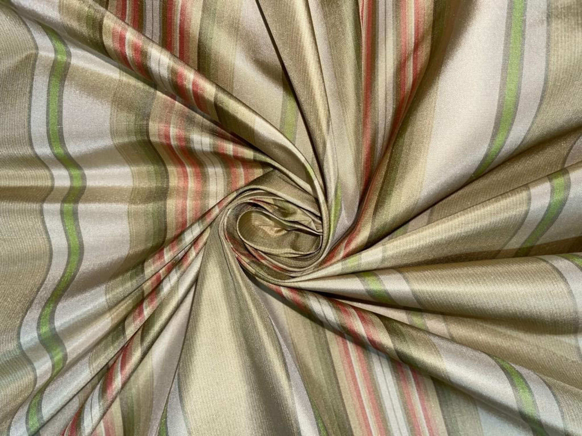SILK TAFFETA STRIPE FABRIC GOLD,GREEN AND PINK COLOR~54quot; wide TAFS#26[3] - Walmart.com