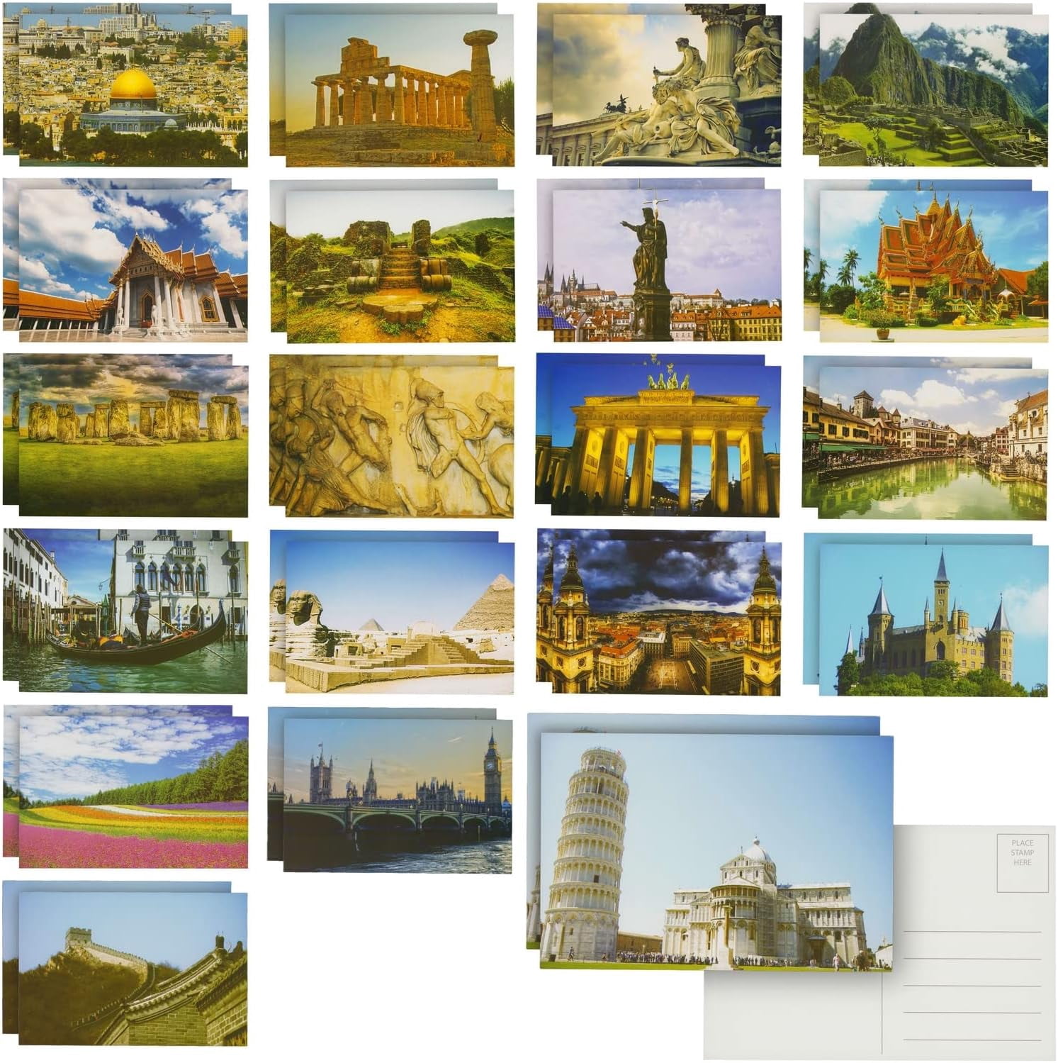 SILKBUT Postcard Pack - Travel Postcards for Mailing - World Map ...