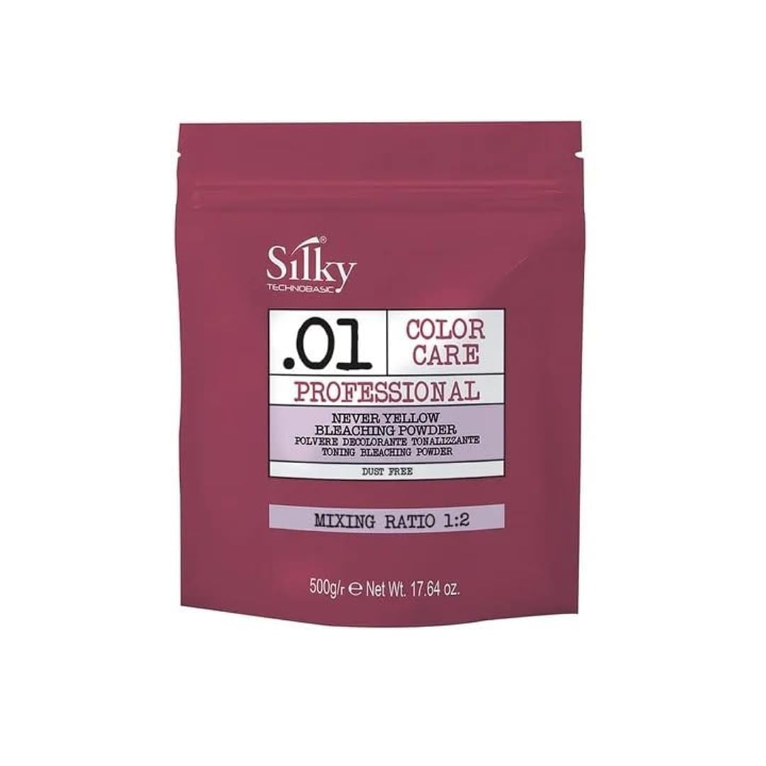 SILKY.01 Never Yellow Hair Bleach Powder - Bleach for Dark Hair with No ...
