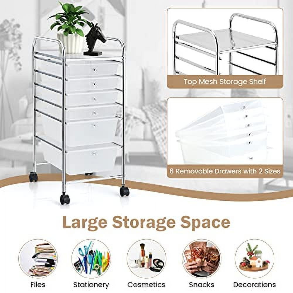 SILKYDRY 6-Drawer Rolling Storage Cart, Multipurpose Utility Drawers ...