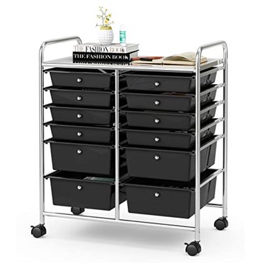Costway Colorful 15-Drawer Rolling Cart, Durable Storage Organizer for ...