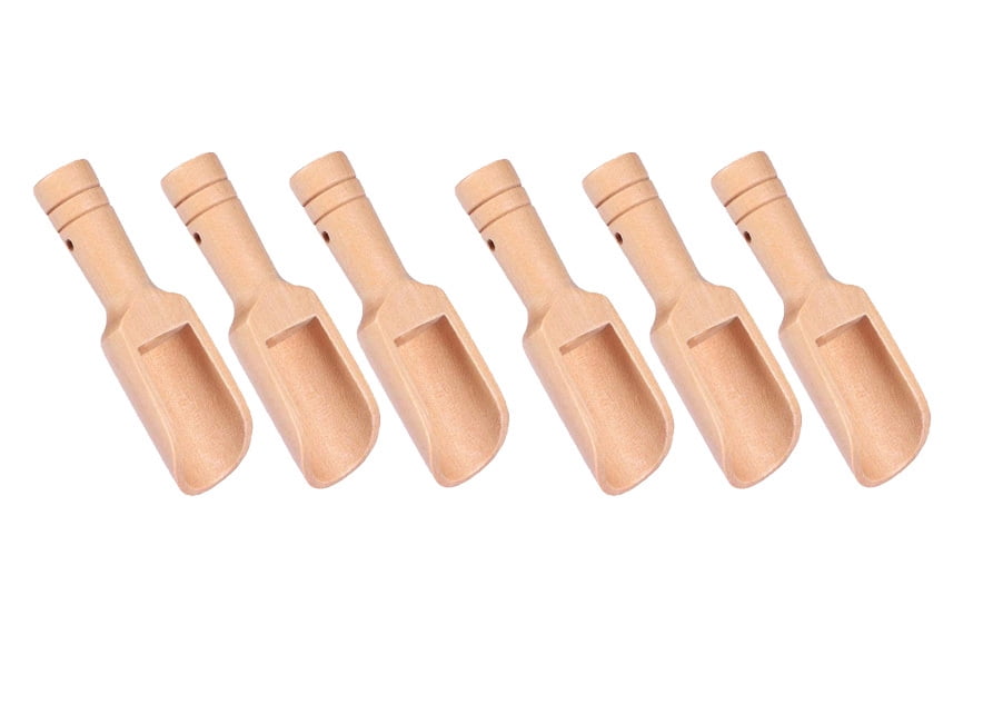 SILOON 6 Pcs Mini Wooden Round Handle Spoon Bath Salt Spoon, Candy ...