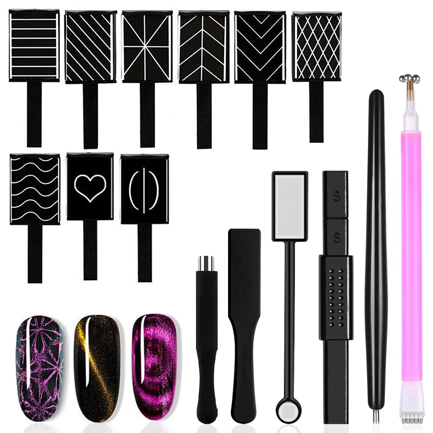 SILPECWEE 15Pcs Nail Magnet BCF26 Set Cat Eye Gel Nail Polish Magnet ...